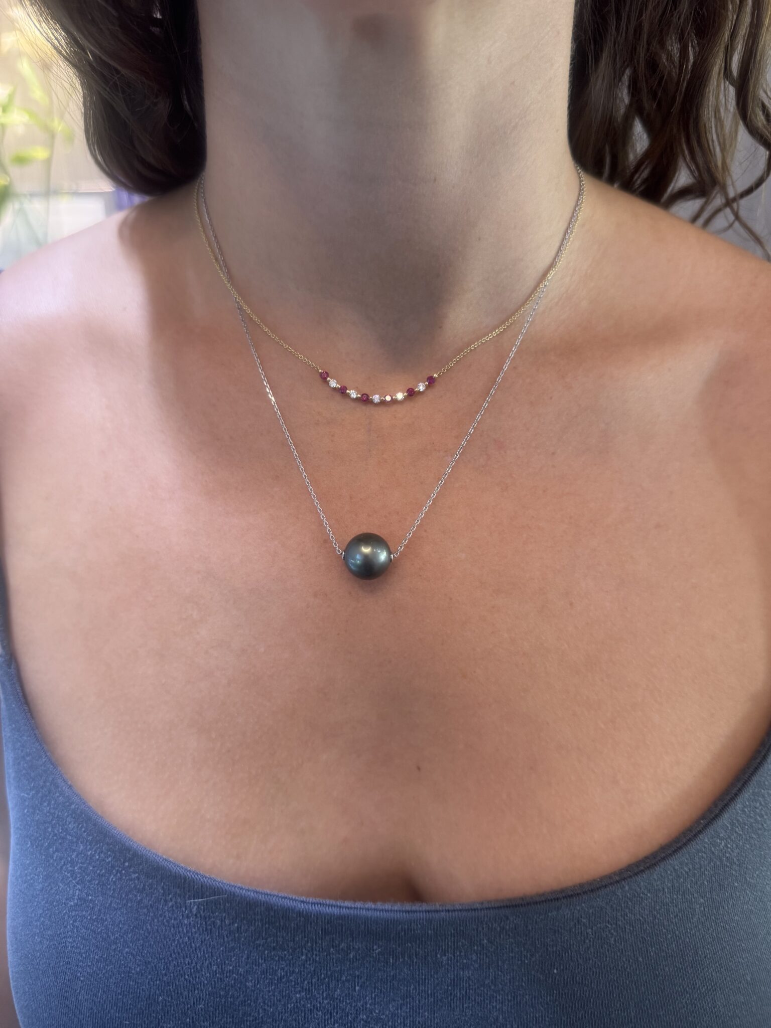 12mm Black Tahitian Sliding Pearl Pendant - deBella